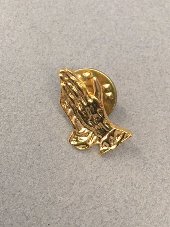 Praying Hands Brooch Lapel Pin Prayer Thanks Gold Ton… - Gem