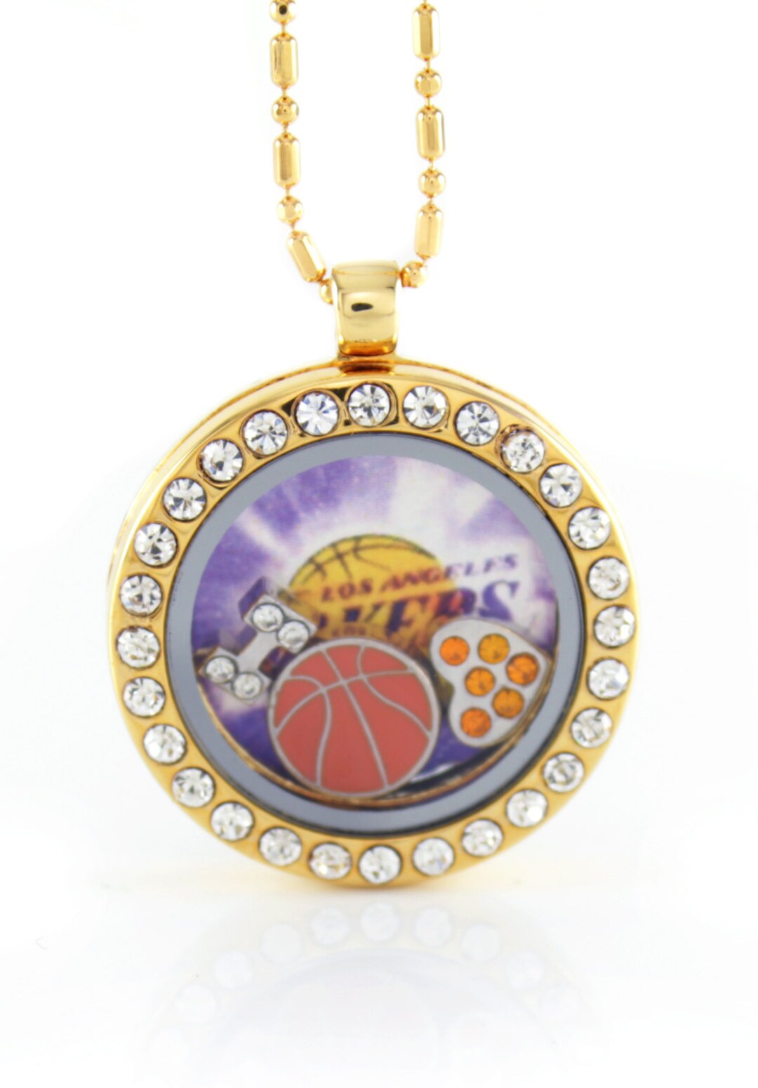 Gold Rhinestone Circle Floating Locket W/ Choice of 6 Charms - Etsy