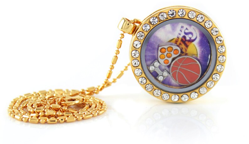 Gold Rhinestone Circle Floating Locket W/ Choice of 6 Charms - Etsy