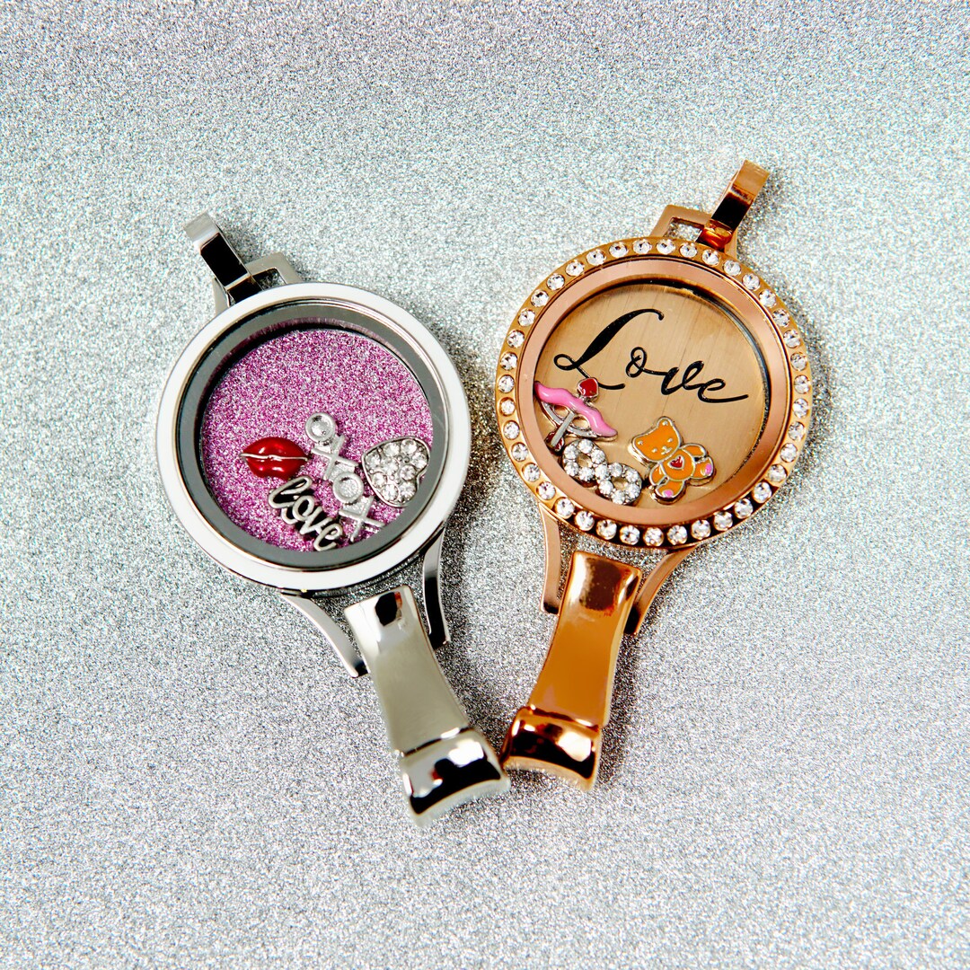 Floating Locket Lanyard Badge Holder With Choice of 6 Charms 1 Plate ...