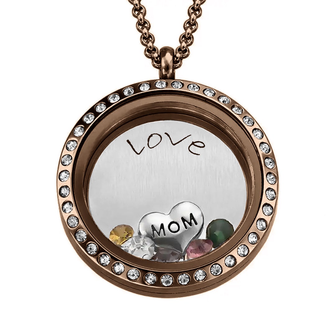 Stainless Steel Floating Locket Necklace-magnetic-crystal Face Large ...