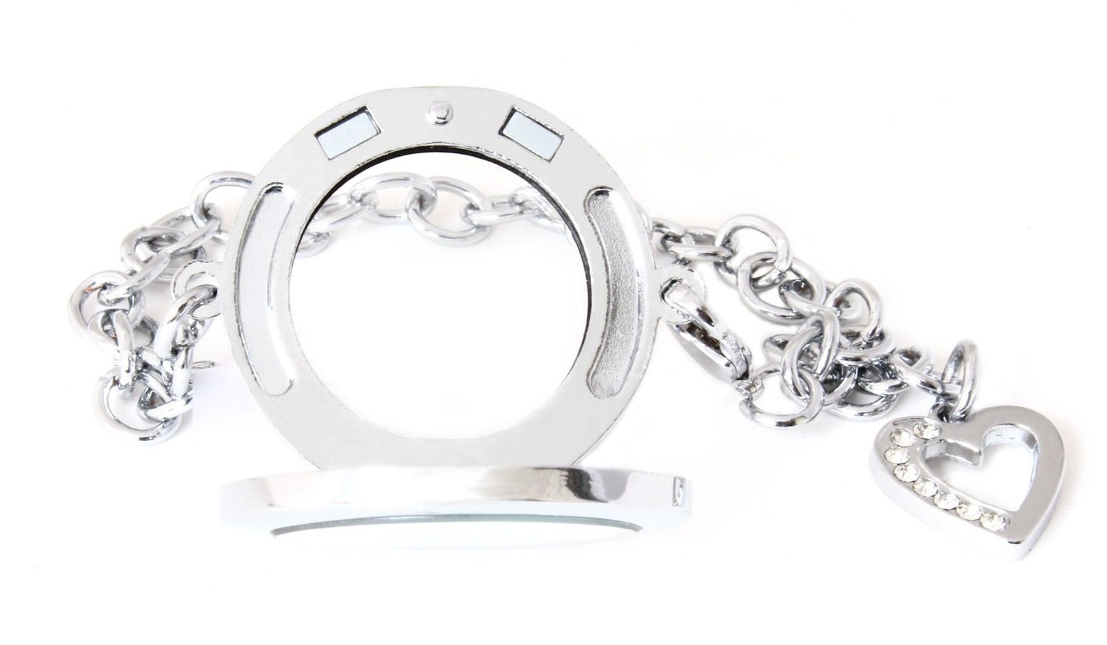Silver Floating Locket Bracelet With Dangling Heart - Etsy