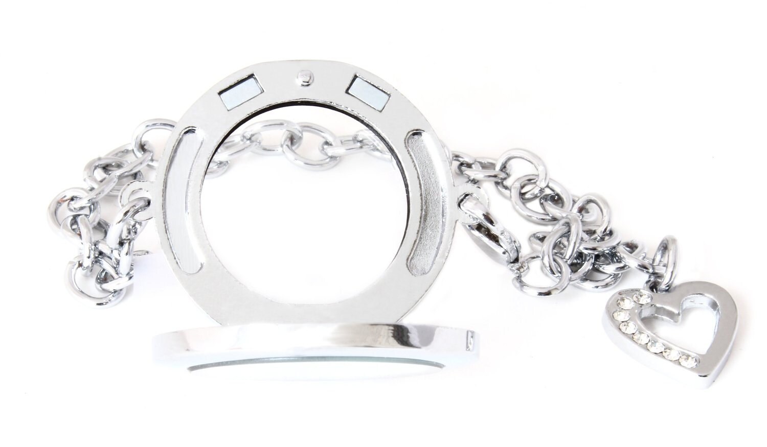Silver Floating Locket Bracelet With Dangling Heart - Etsy