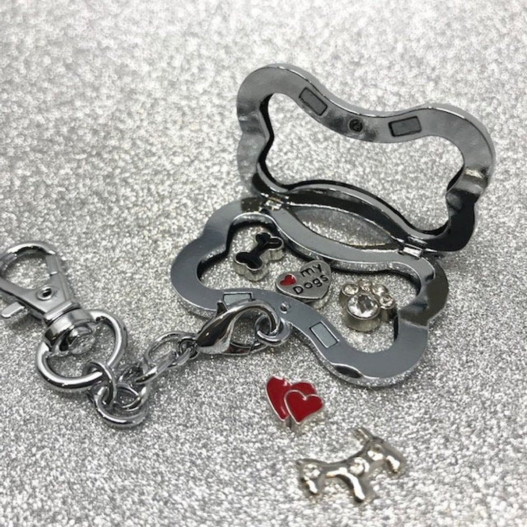 Floating Locket Dog Bone Keychain With Choice of 6 Mini Charms - Etsy