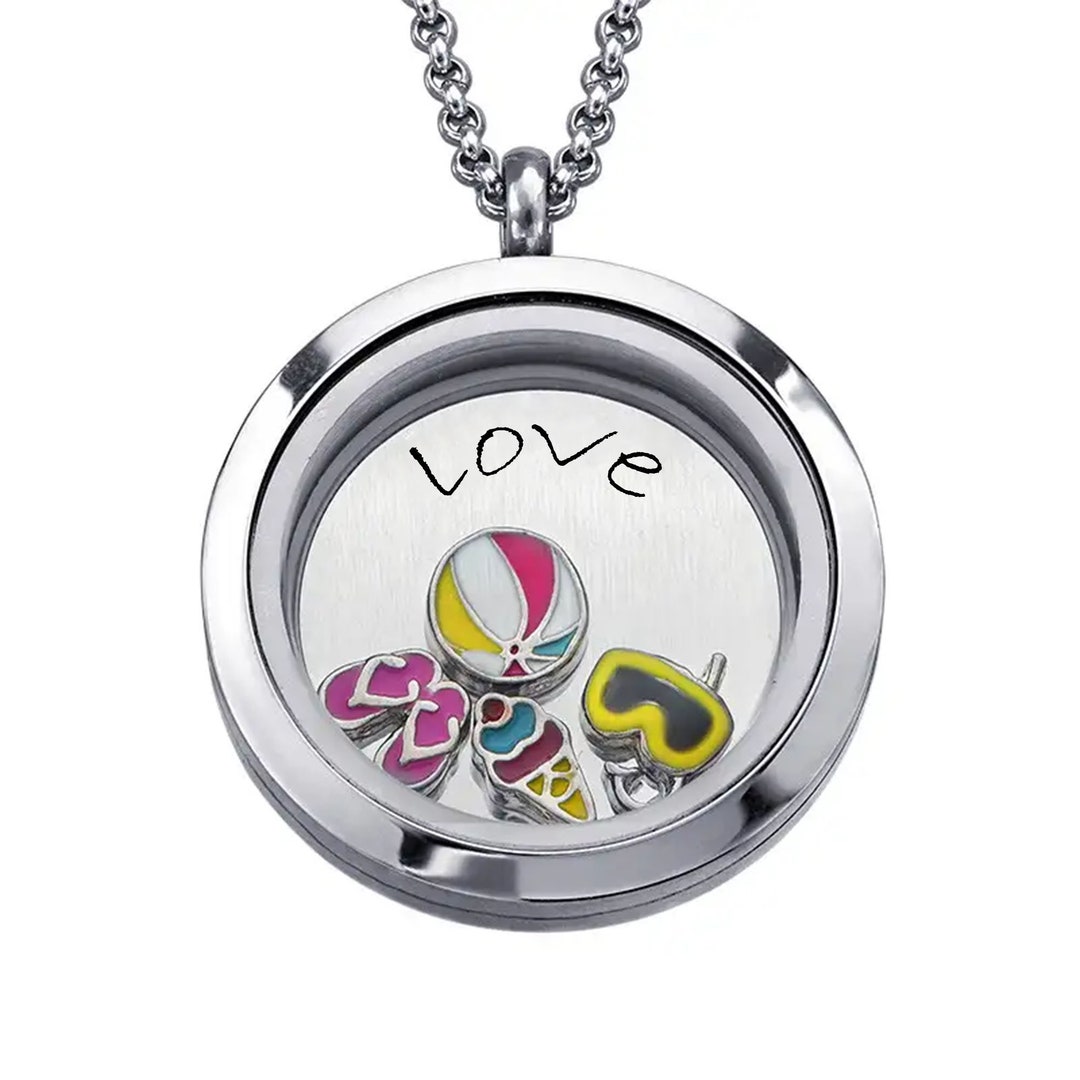 Stainless Steel Floating Locket Necklace-magnetic-plain Face Large ...