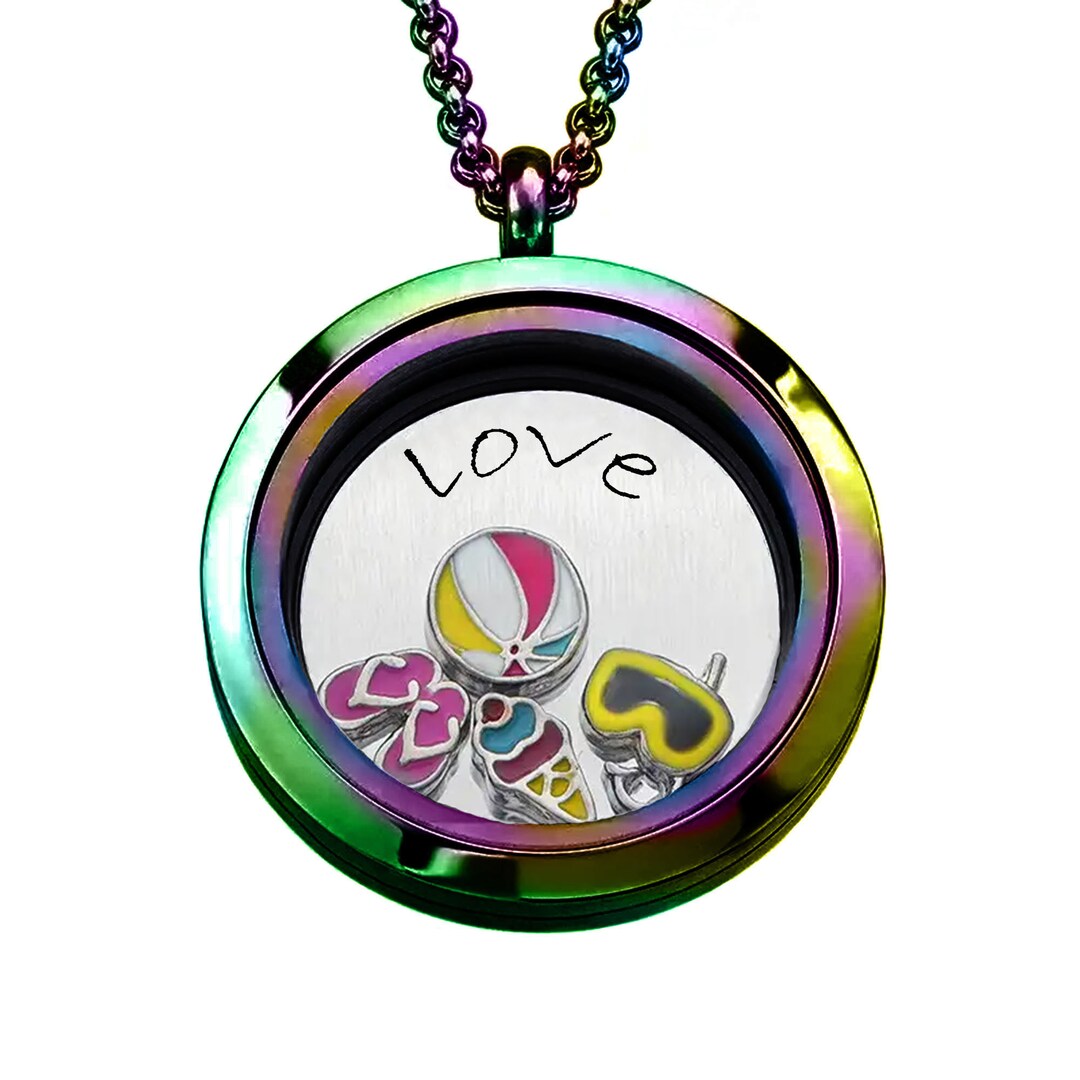 Stainless Steel Floating Locket Necklace-magnetic-plain Face Large ...