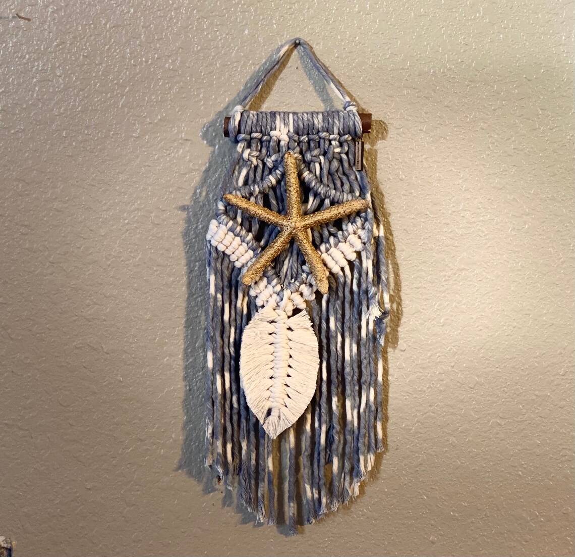 Boho Beach Macrame Blue Macrame Wall Hanging Starfish Wall | Etsy