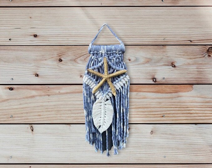 Boho Beach Macrame Blue Macrame Wall Hanging Starfish Wall - Etsy