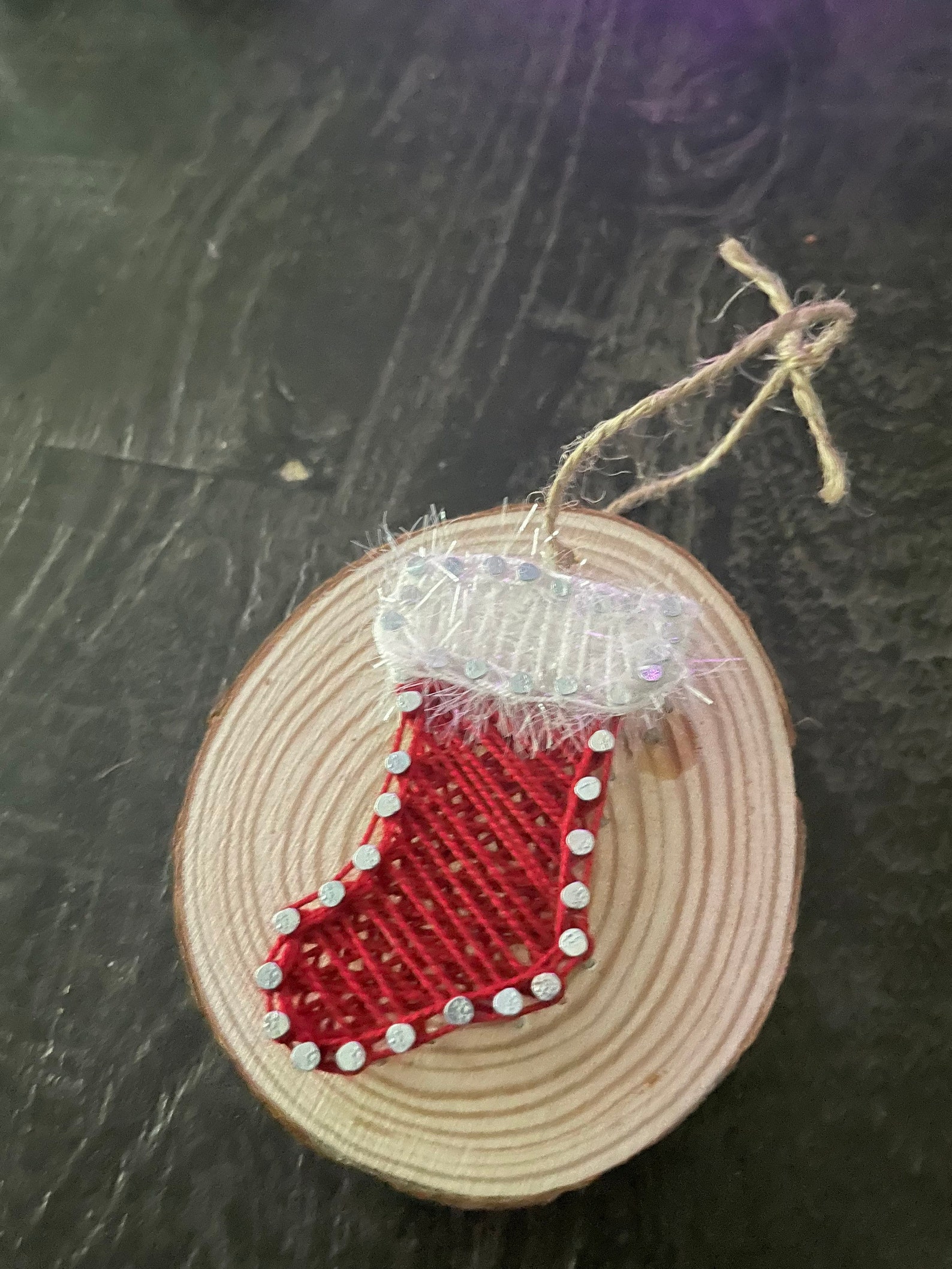 String Art Ornament Red Stocking - Etsy