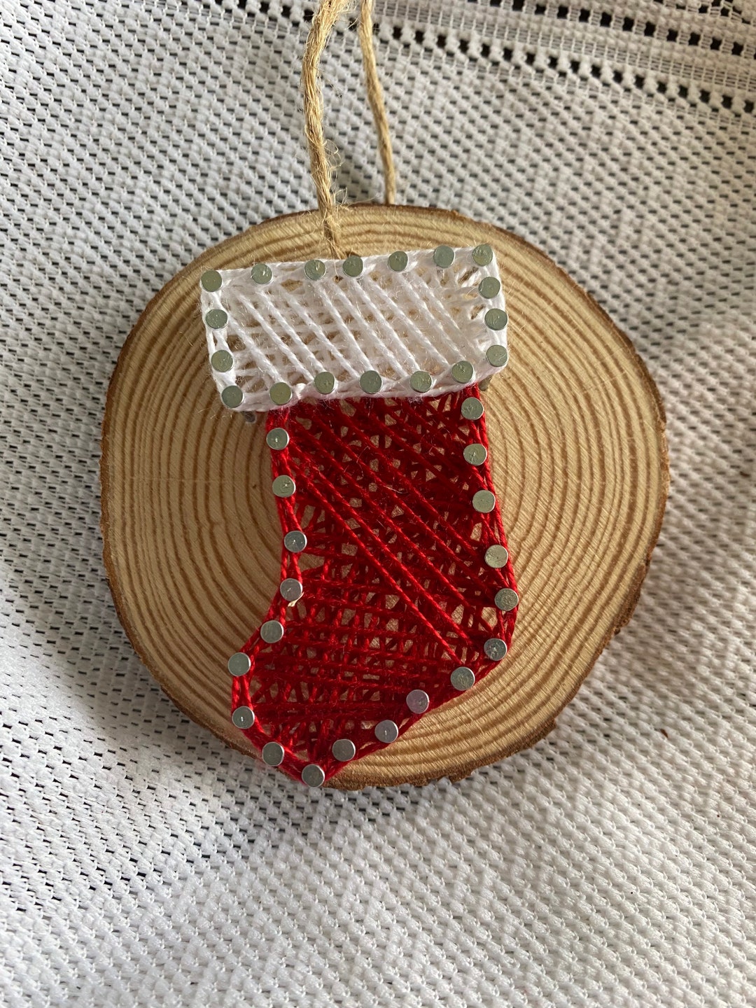 String Art Ornament Red Stocking - Etsy