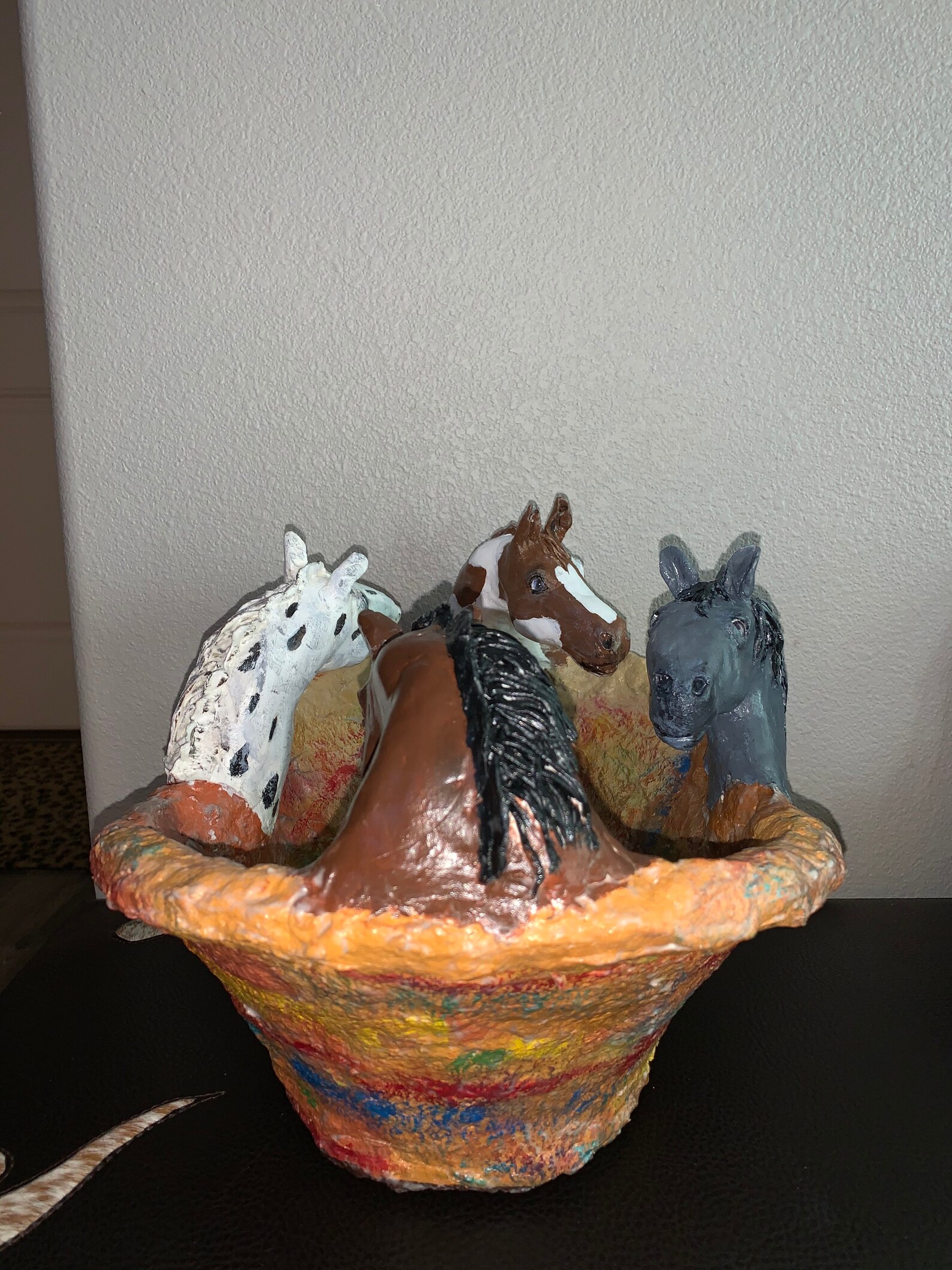 OOAK Western Horse Bowl Vase Centerpiece Tabletop Decor Cowboy Horses ...