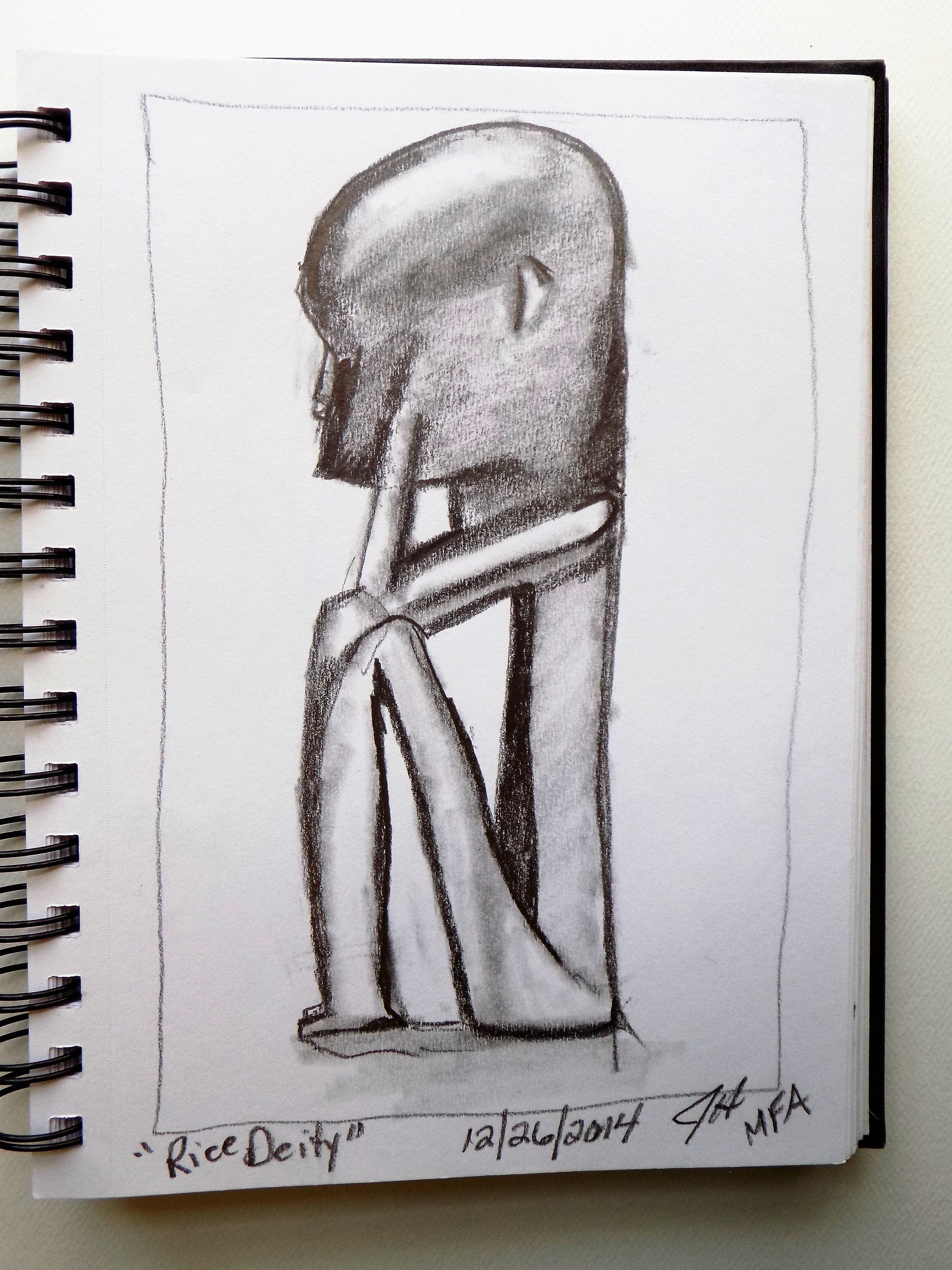 Graphite Sketch of Rice Deity Sculpture Pencil Drawing - Etsy