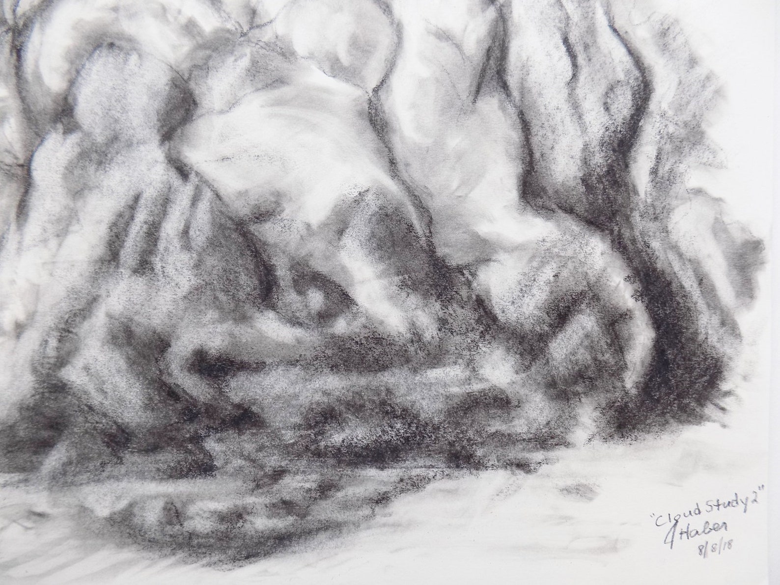 Cloud Artwork Charcoal Drawing Original Charcoal Art 14 X - Etsy