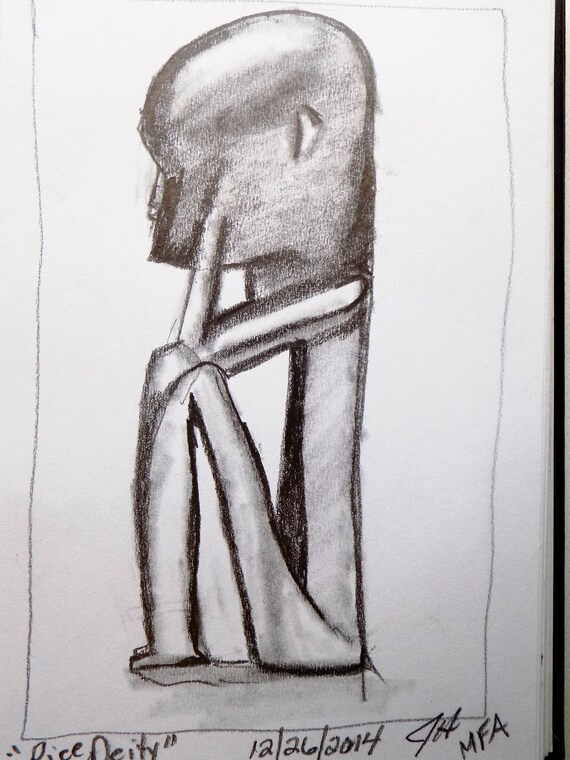 Graphite Sketch of Rice Deity Sculpture Pencil Drawing | Etsy