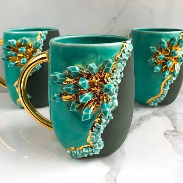 Blue and Gold Mug - Etsy