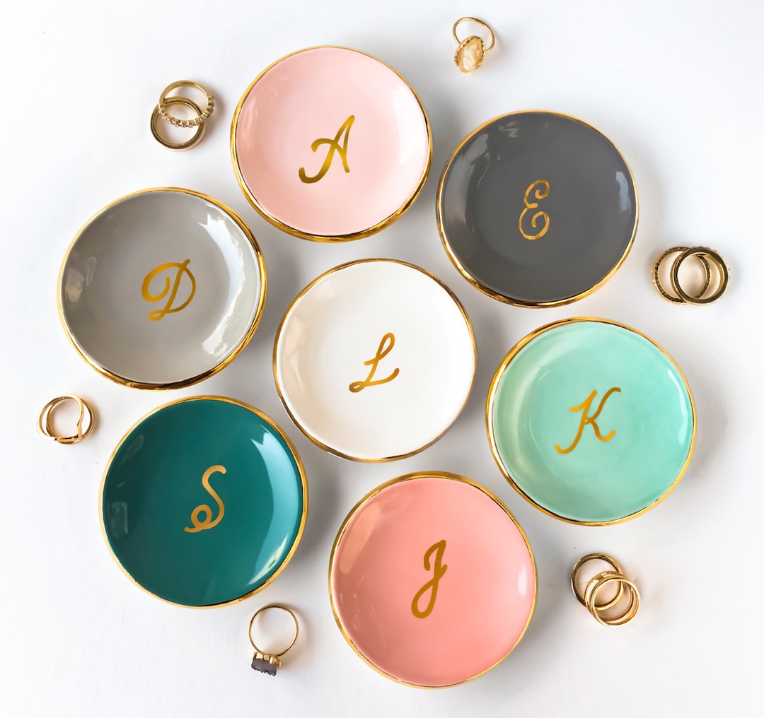 Gold Monogrammed Ring Dish, Personalized Ring Dish - Ring Holder ...