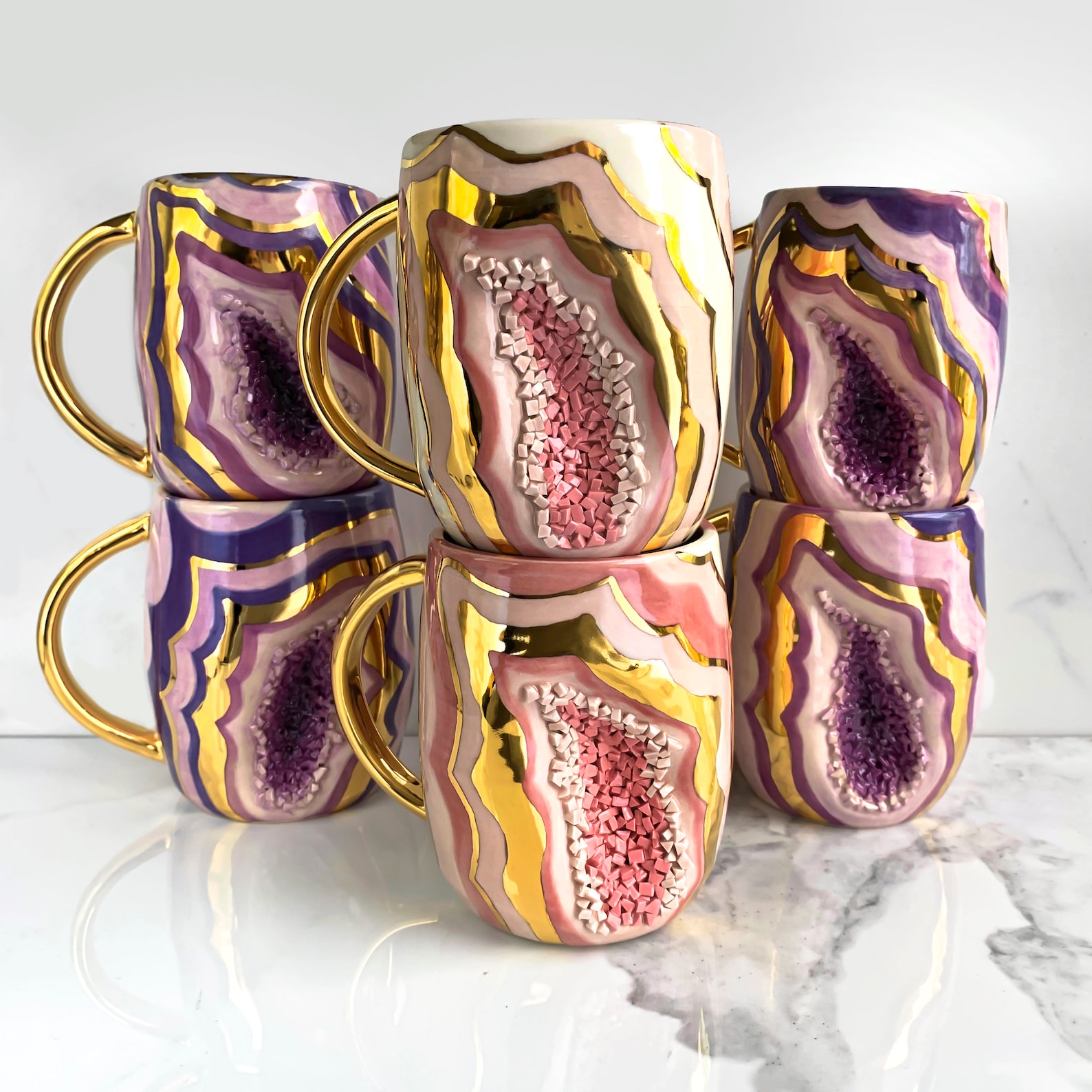 Geode Mug in Rose Quartz or Amethyst - Custom Order - Agate Crystal Mug ...