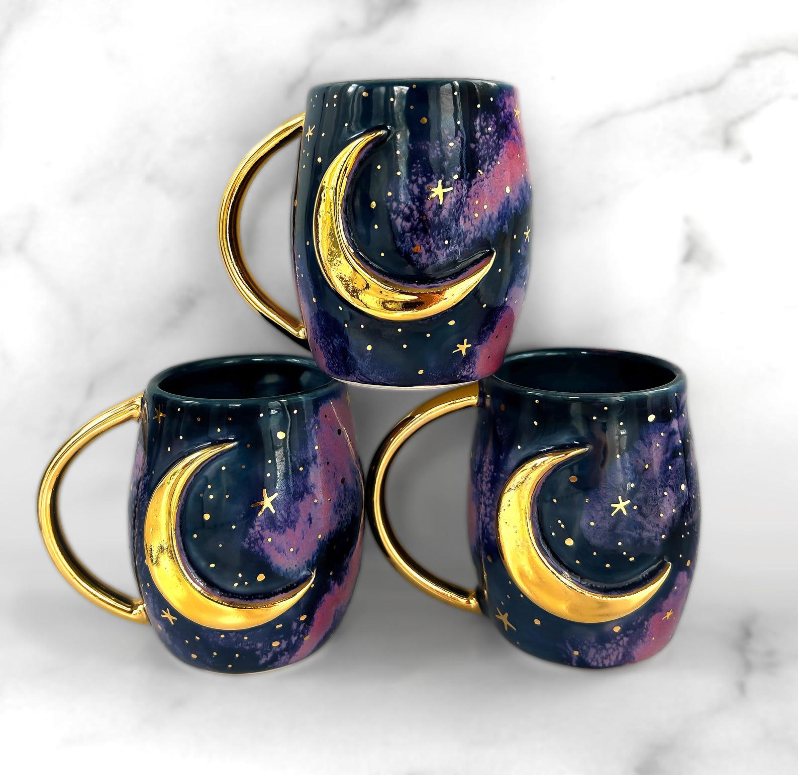 Lunar Galaxy Moon Mug With 22k Gold, Moon Mug, Modern Mud, Naomi Singer ...