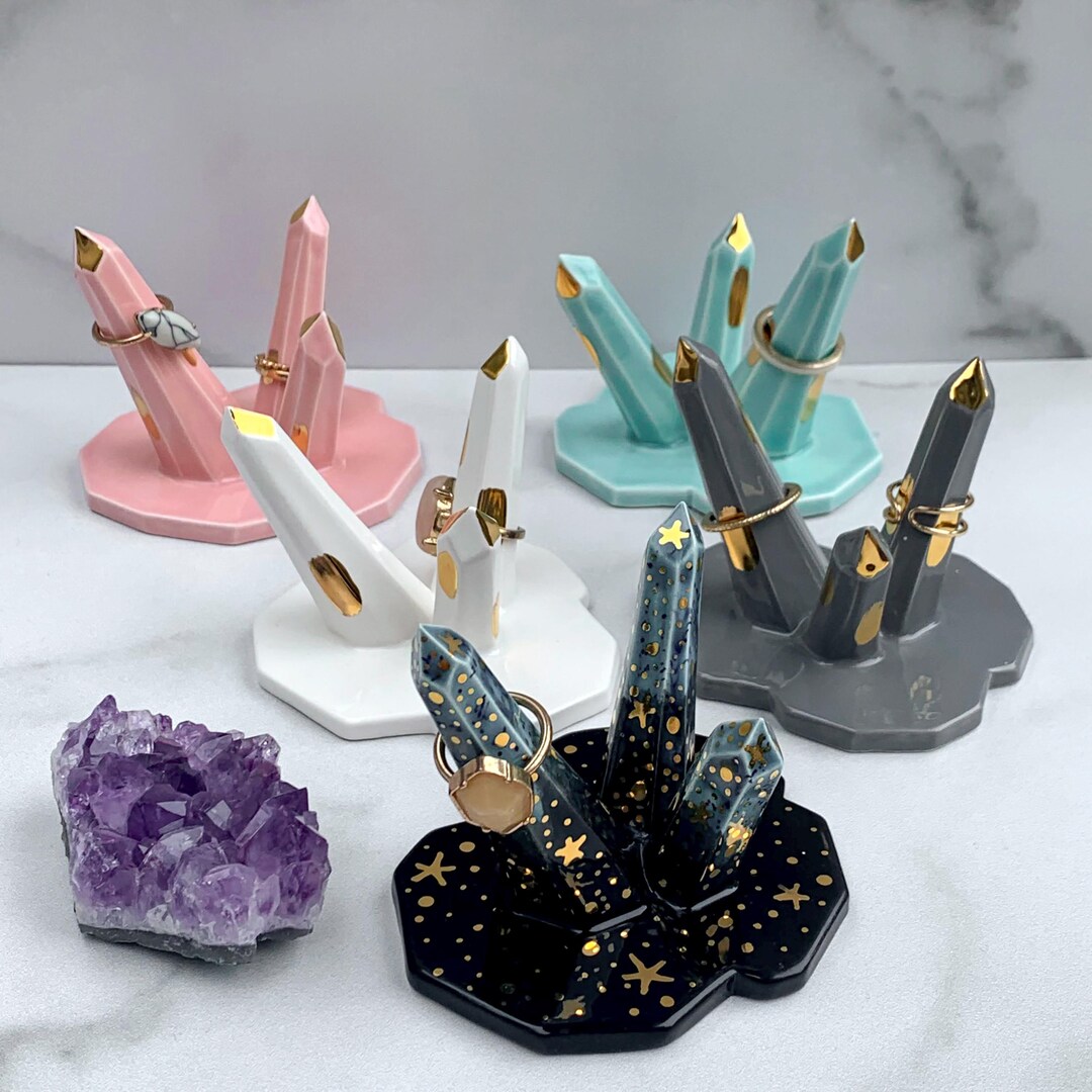 Crystal Ring Holder - Modern Mud Ring Holder, Ceramic Crystals ...