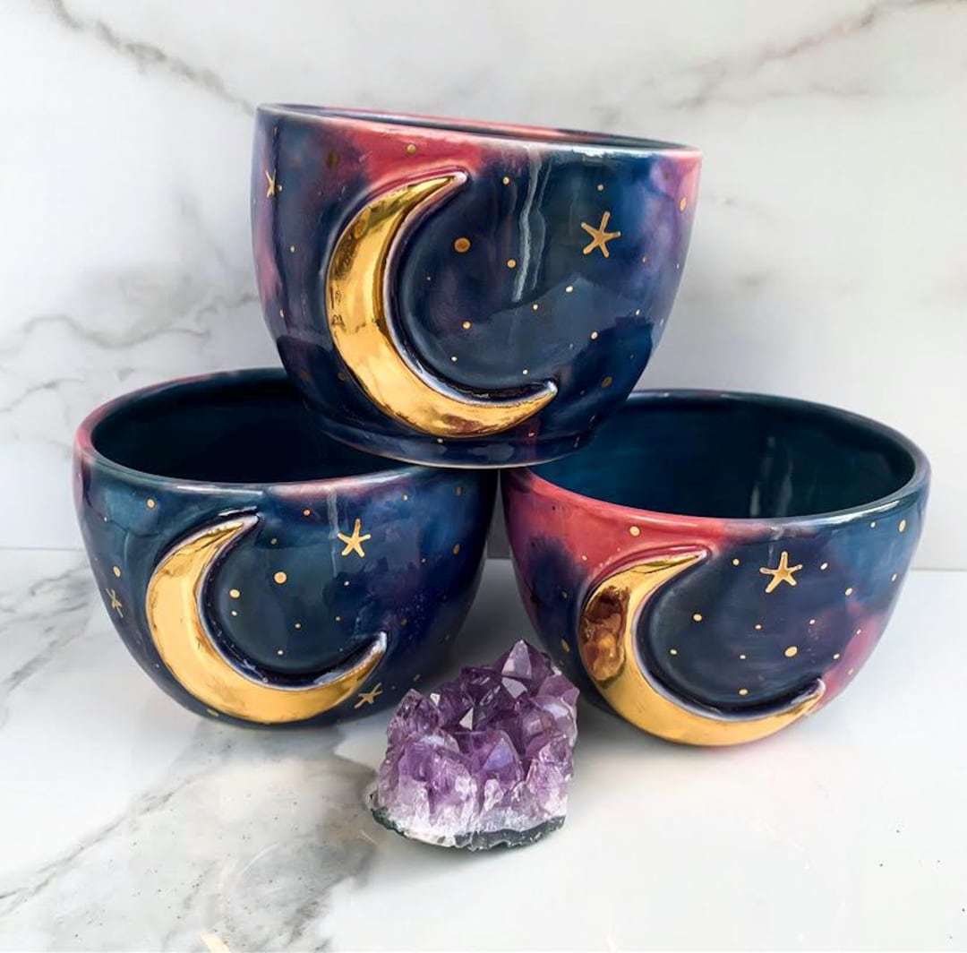 Lunar Galaxy Planter With 22k Gold by Naomi Singer, Modern Mud - Etsy