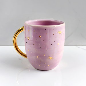 Pastel Galaxy Mug With 22k Gold Stars, Celestial Porcelain Mug, Modern ...