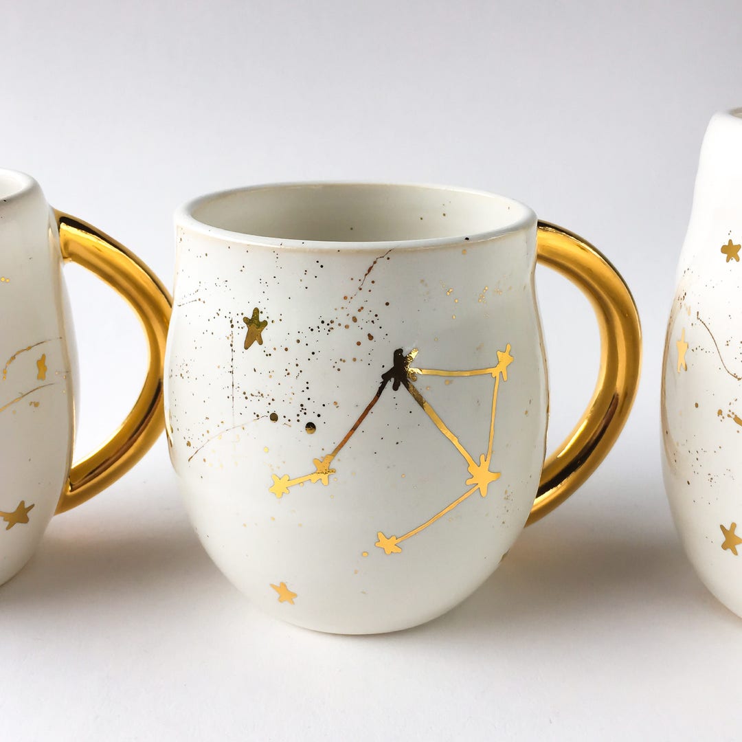 Constellation Mug in White and Gold - Astrological Sign Mug - Zodiac ...