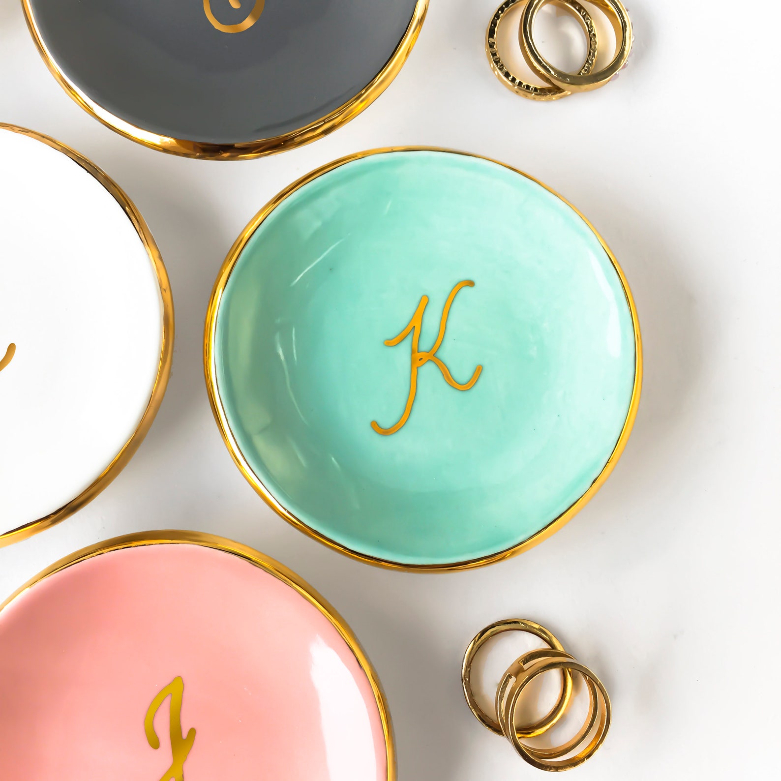 Gold Monogrammed Ring Dish, Personalized Ring Dish - Ring Holder ...