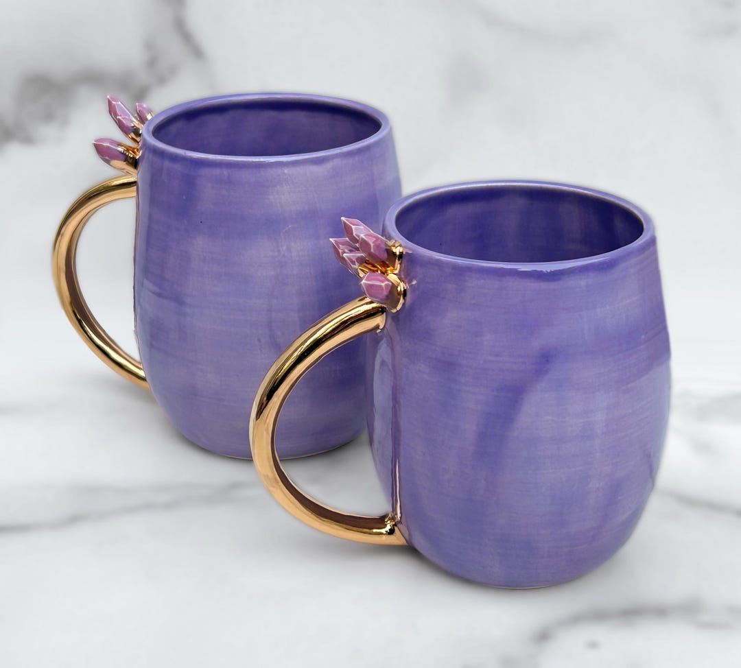 Amethyst Crystal Mug, Amethyst Mug, Geode Mug, Purple Porcelain Mug ...