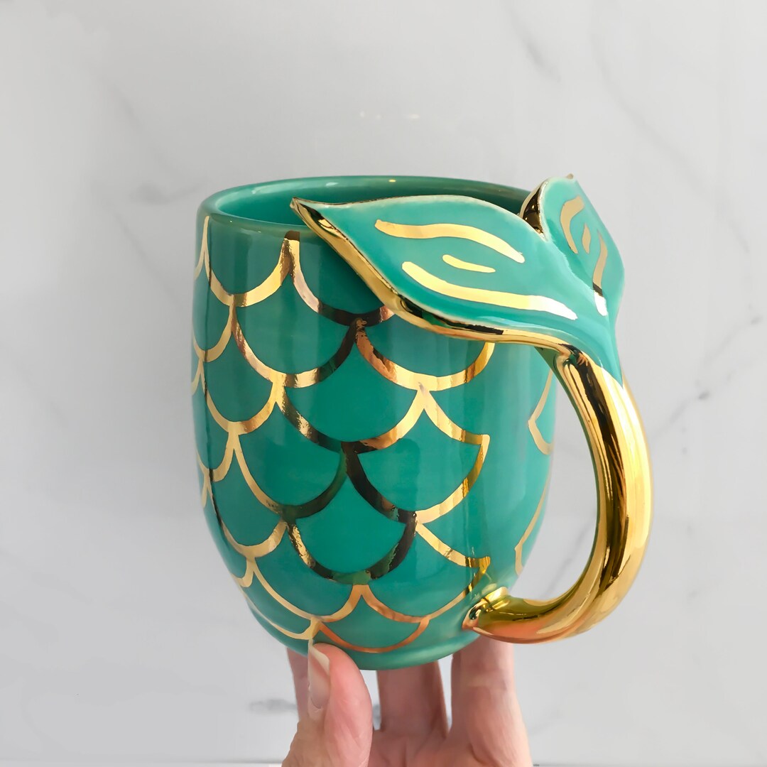 Handmade Mermaid Mug With 22k Gold Scales and Tail - Etsy