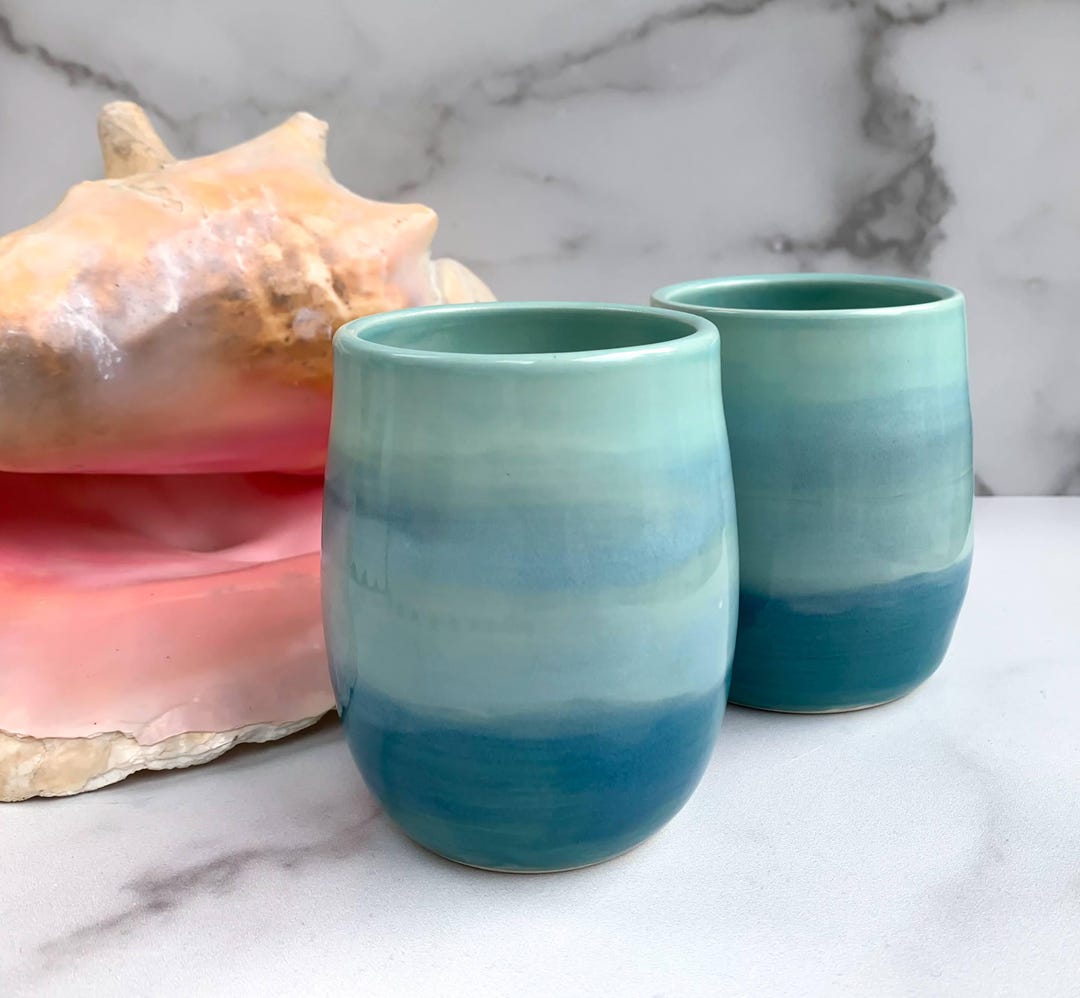 Ocean Waves Vase - Beach Home Decor Vase, Handmade Ceramic Vase, Aqua ...