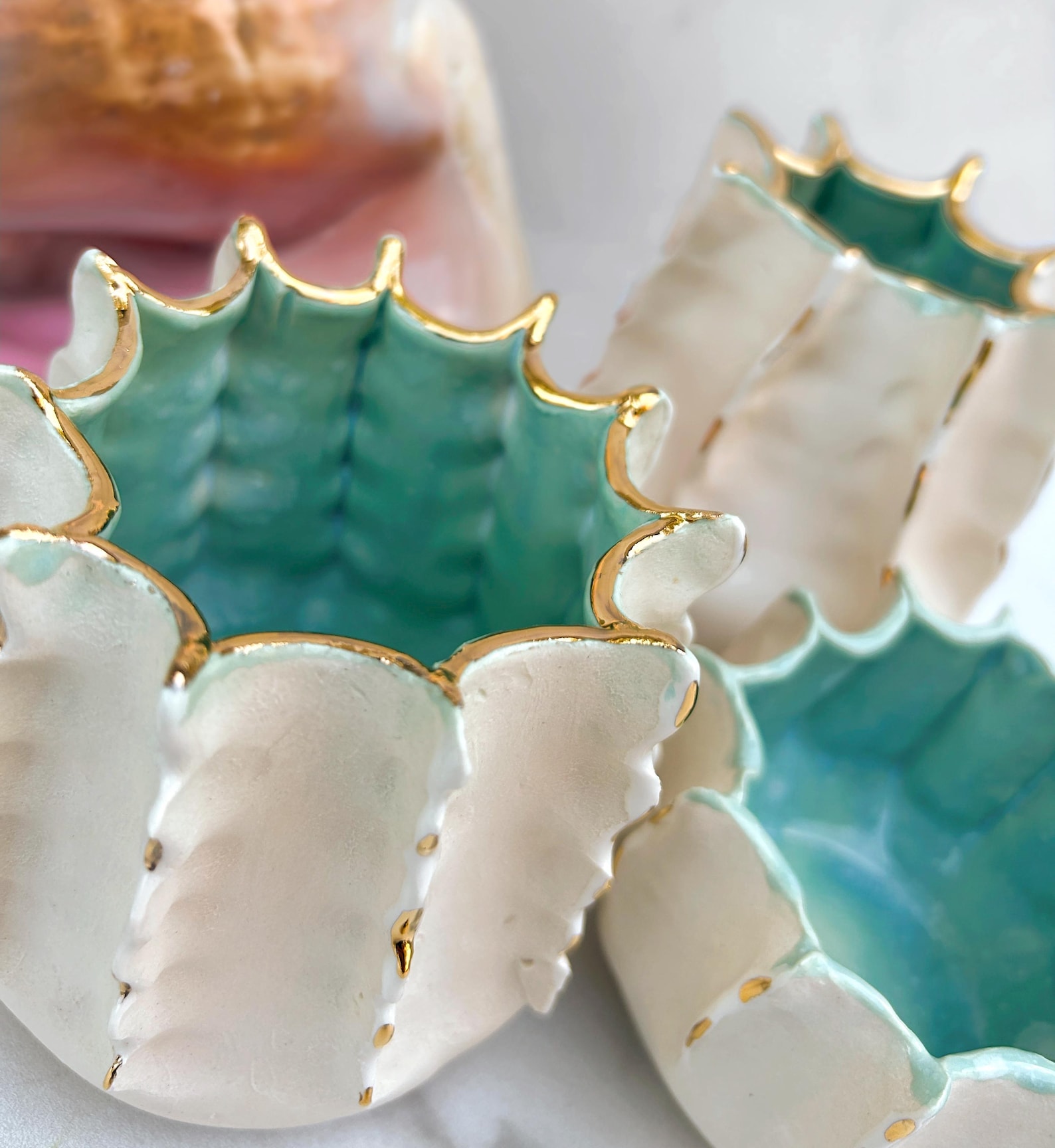 Ocean Inspired Vase With 22k Gold Rim - Handmade Beach Home Decor, Aqua ...