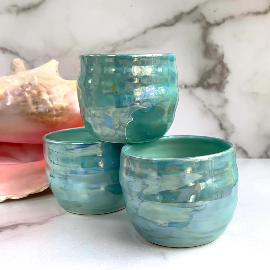 Iridescent Ocean Waves Planter - Turquoise, Aqua Ceramic Handmade ...