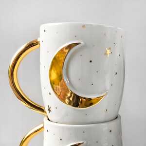 Pastel Lunar Mug With 22k Gold Moon, Moon Mug, Modern Mud, Celestial ...