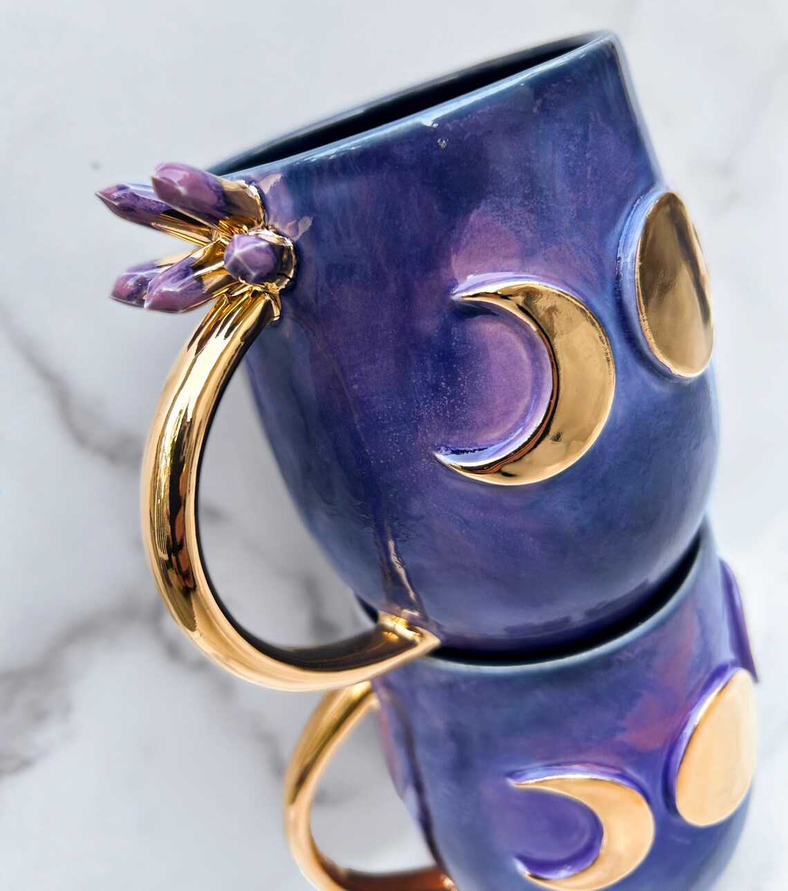 Moon Phase Galaxy Mug With 22k Gold, Geode Mug, Galaxy Mug, Modern Mud ...