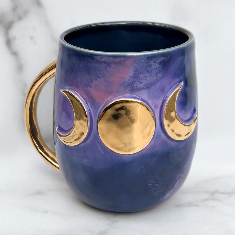 Moon Phase Galaxy Mug With 22k Gold, Geode Mug, Galaxy Mug, Modern Mud ...