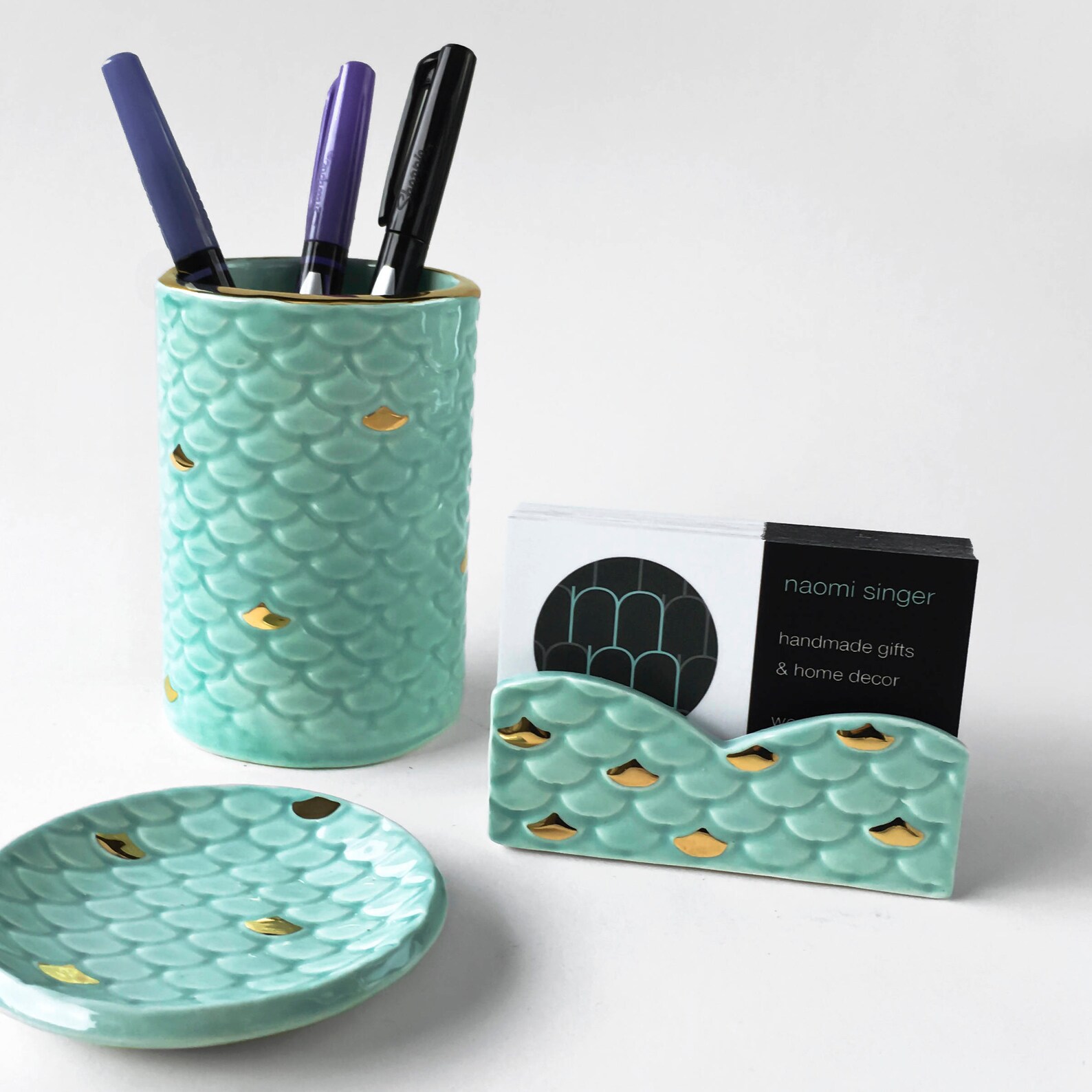 Mermaid Business Card Holder, Pencil Holder, Desk Set - Mermaid Gift ...