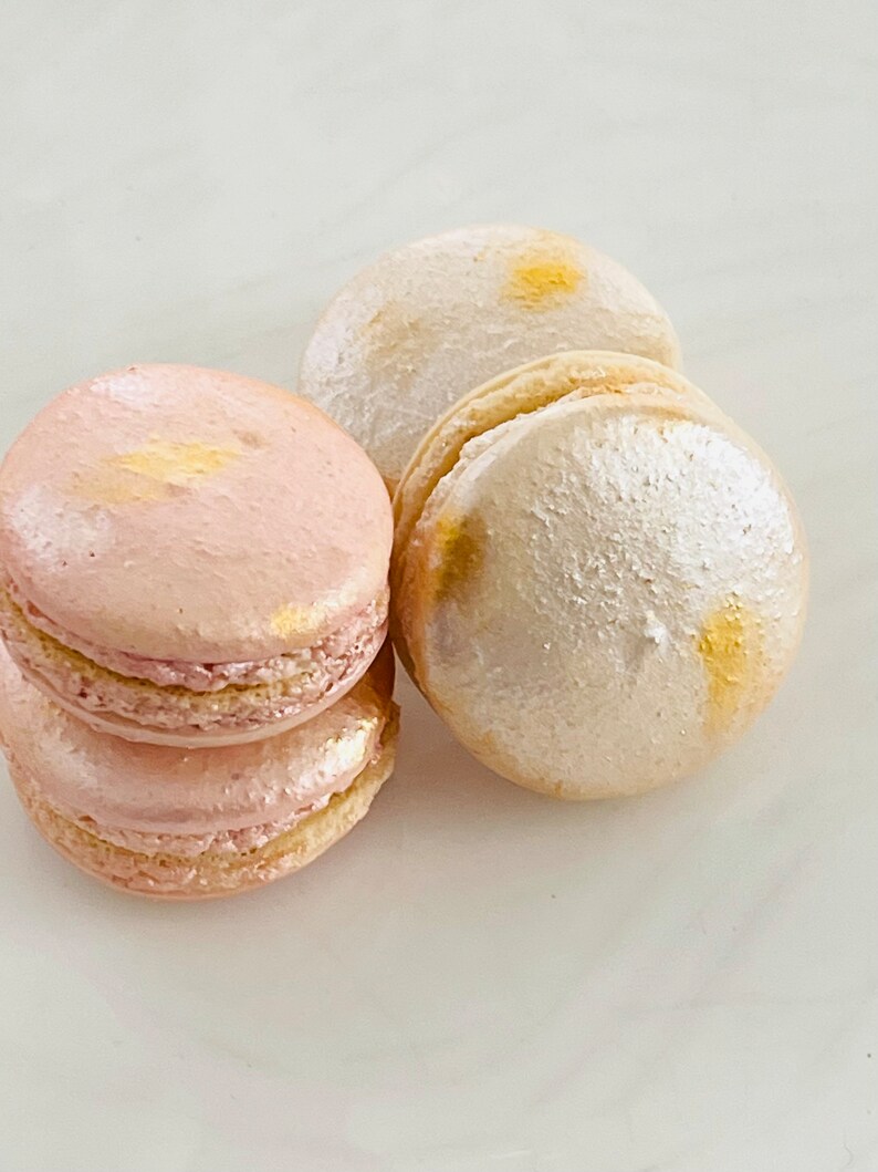 Shimmering Pink and Pearl White Macarons - Etsy