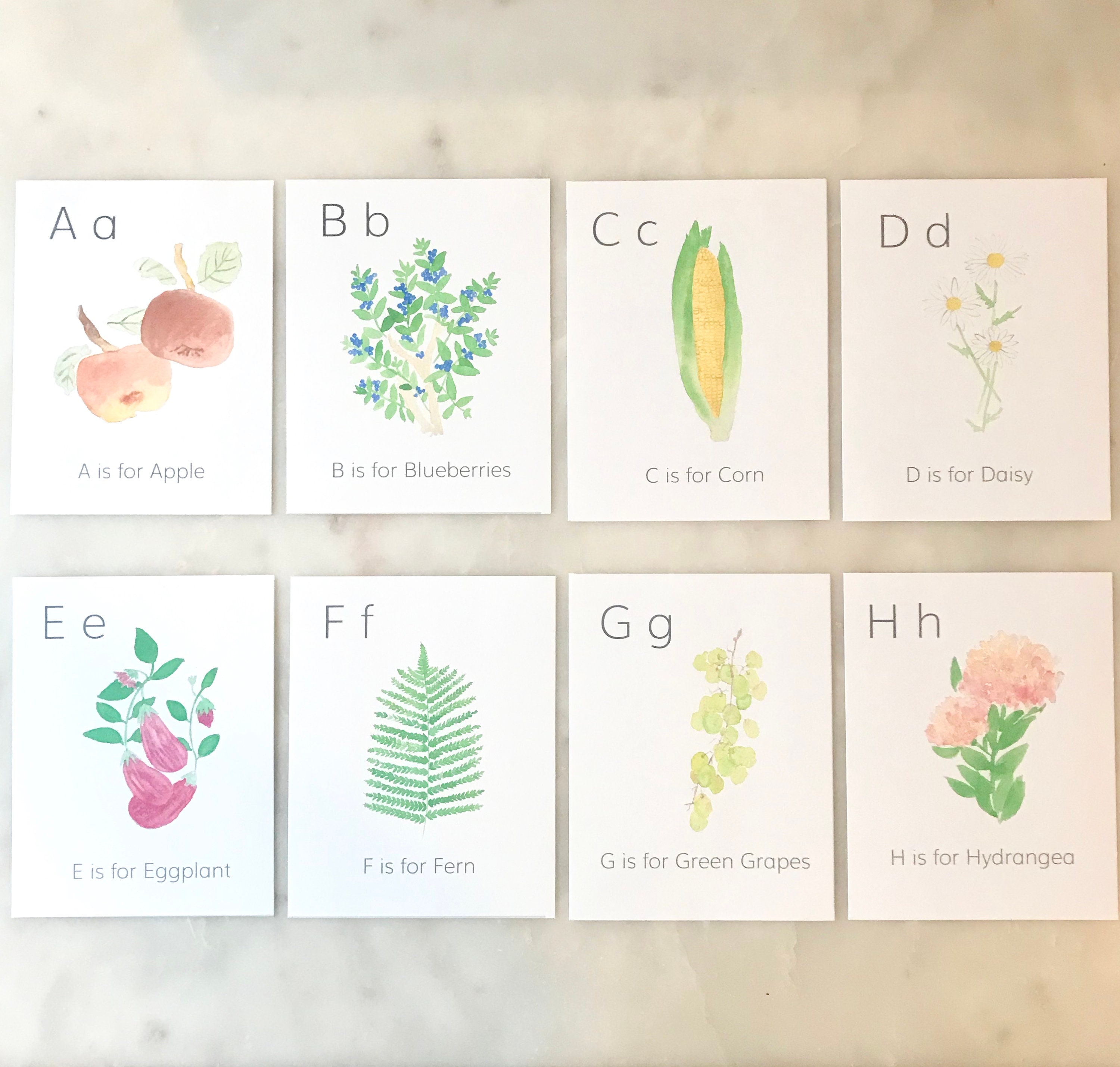 Alphabet Flashcards Botanical / ABC Flashcards Printable Download - Etsy