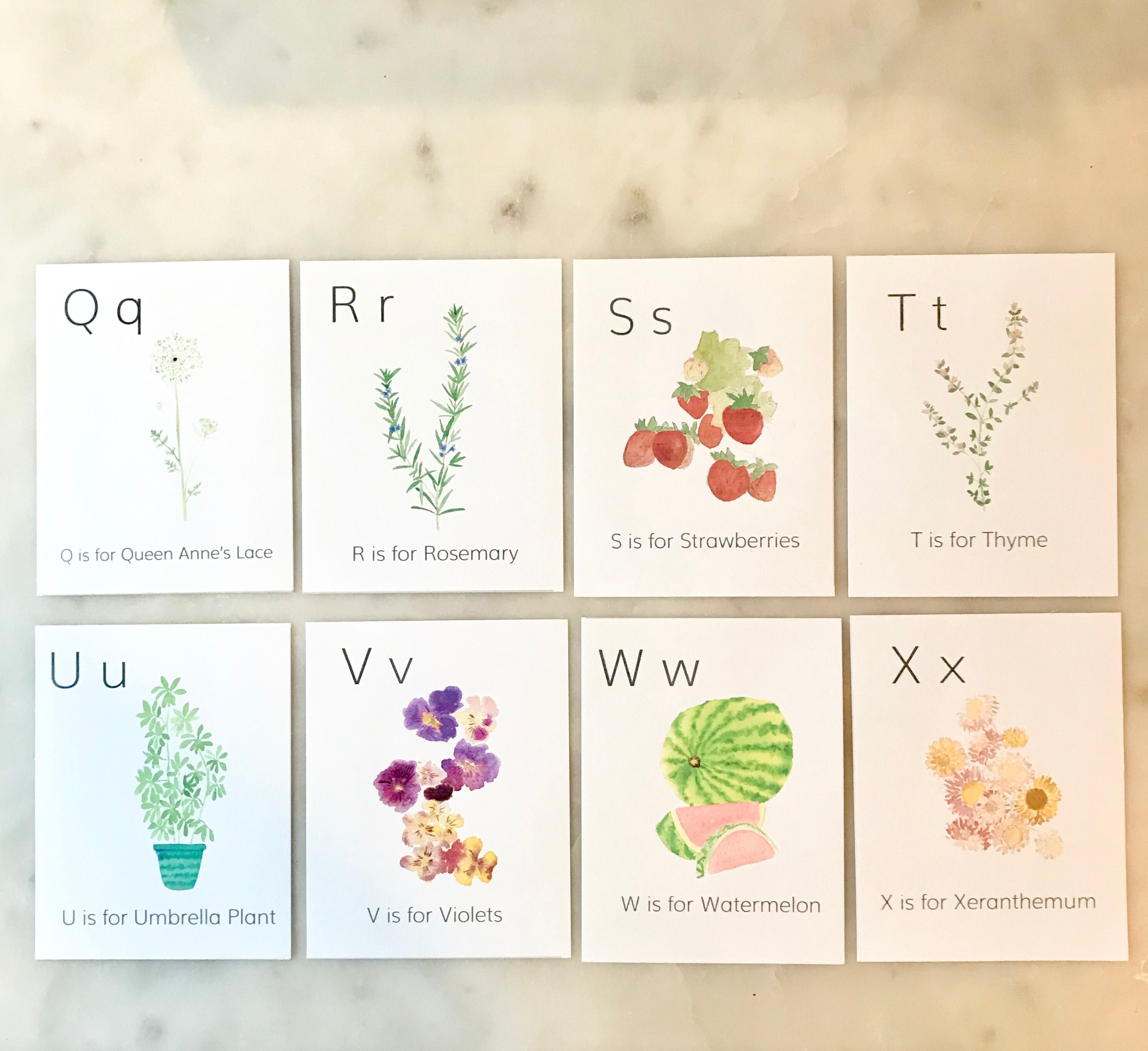 Alphabet Flashcards Botanical / ABC Flashcards Printable Download - Etsy