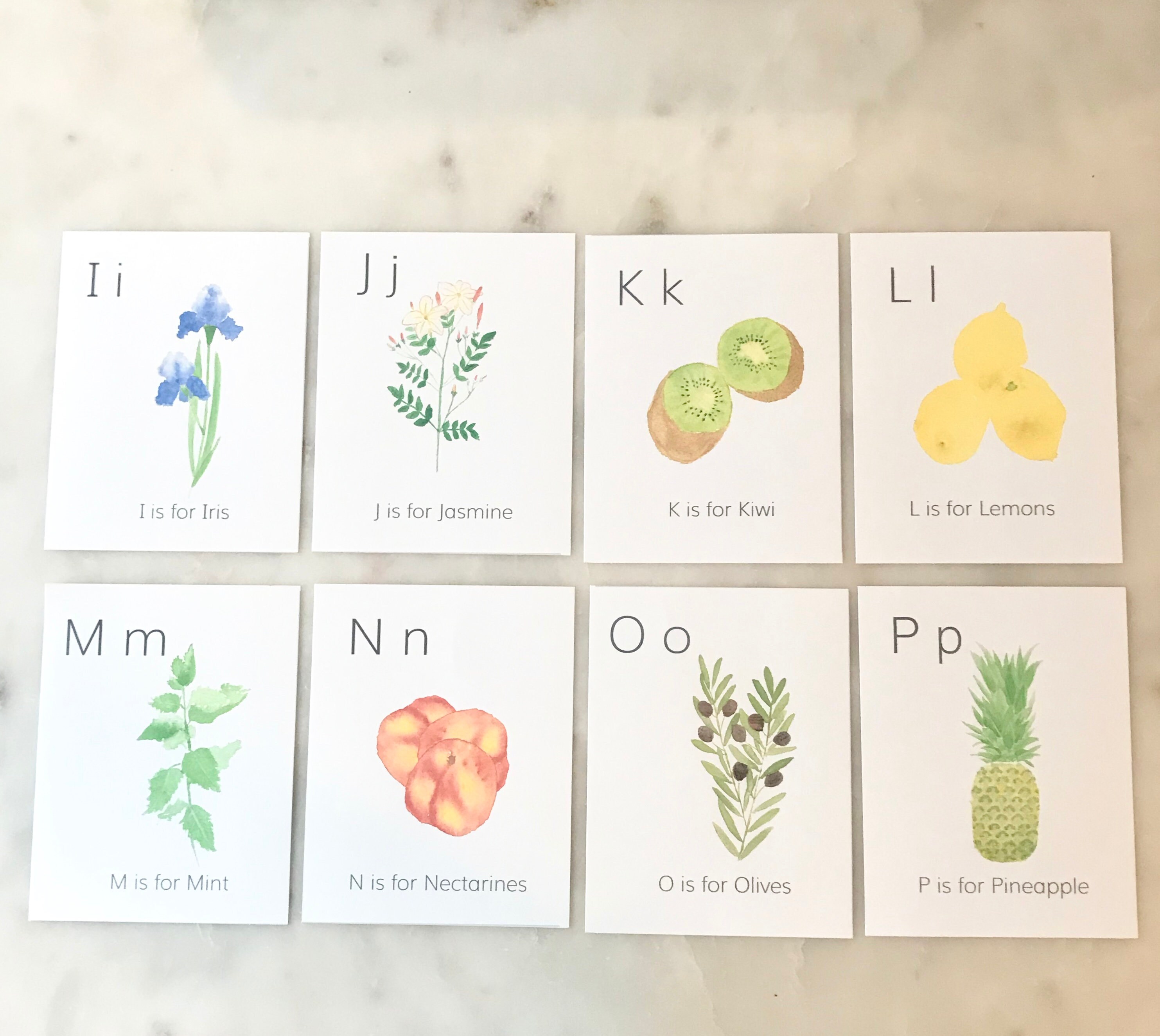 Alphabet Flashcards Botanical / ABC Flashcards Printable Download - Etsy