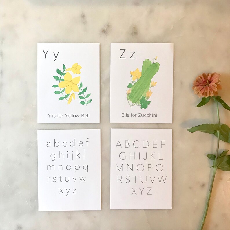 Alphabet Flashcards Botanical / ABC Flashcards Printable Download - Etsy