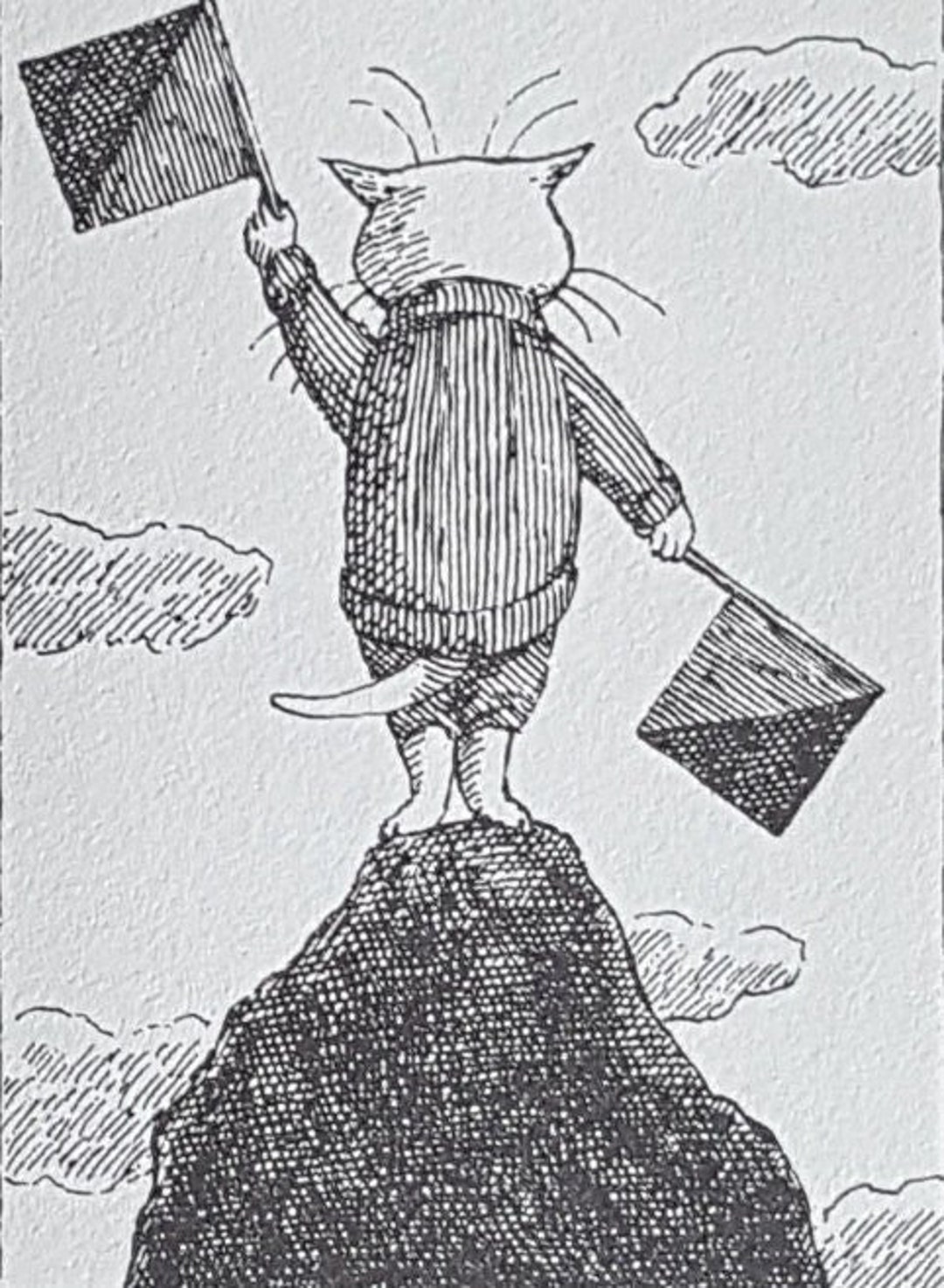 GOTHIC Home Decor Vintage GOREY CAT Print 'cat Semaphoring', Edward ...