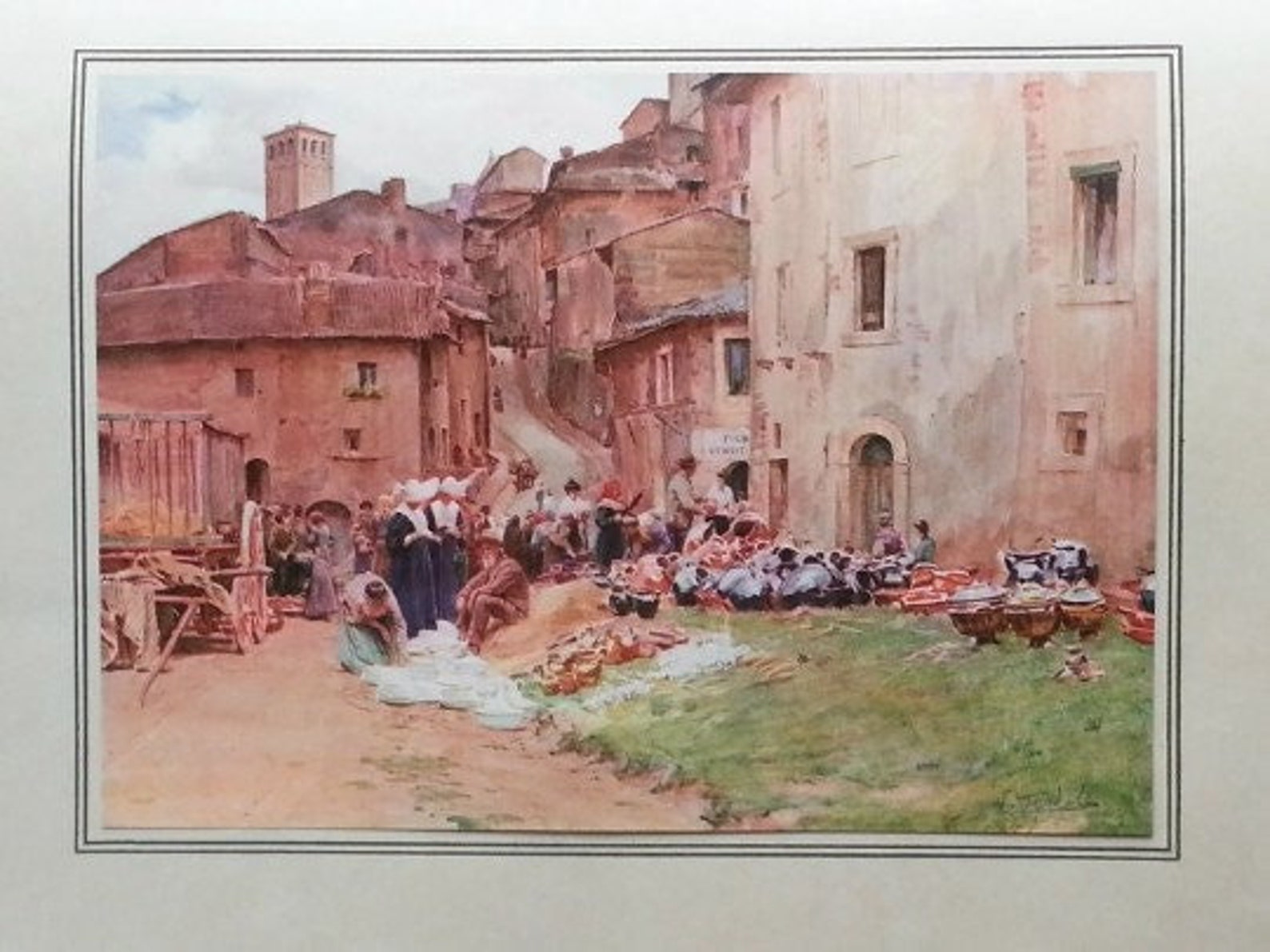 ITALY a Pot Market at Assisi Walter Tyndale Original Antique - Etsy