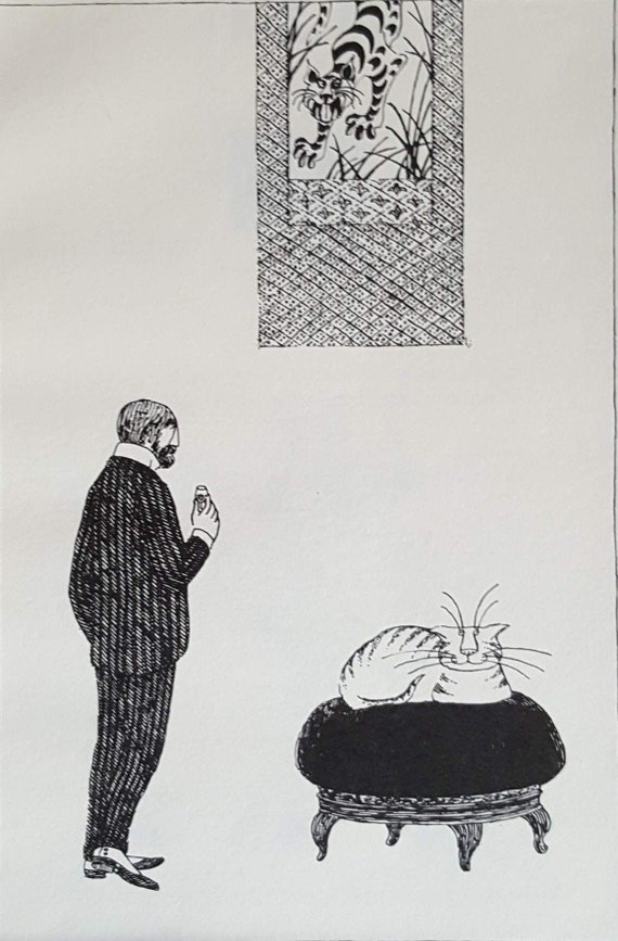 GOTHIC Home decor Vintage GOREY CAT Print The Old Gumbie Cat | Etsy