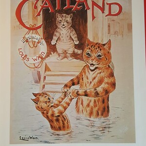 Louis Wain Cat Print Unmounted Art 1995 Vintage Original Print Catland ...