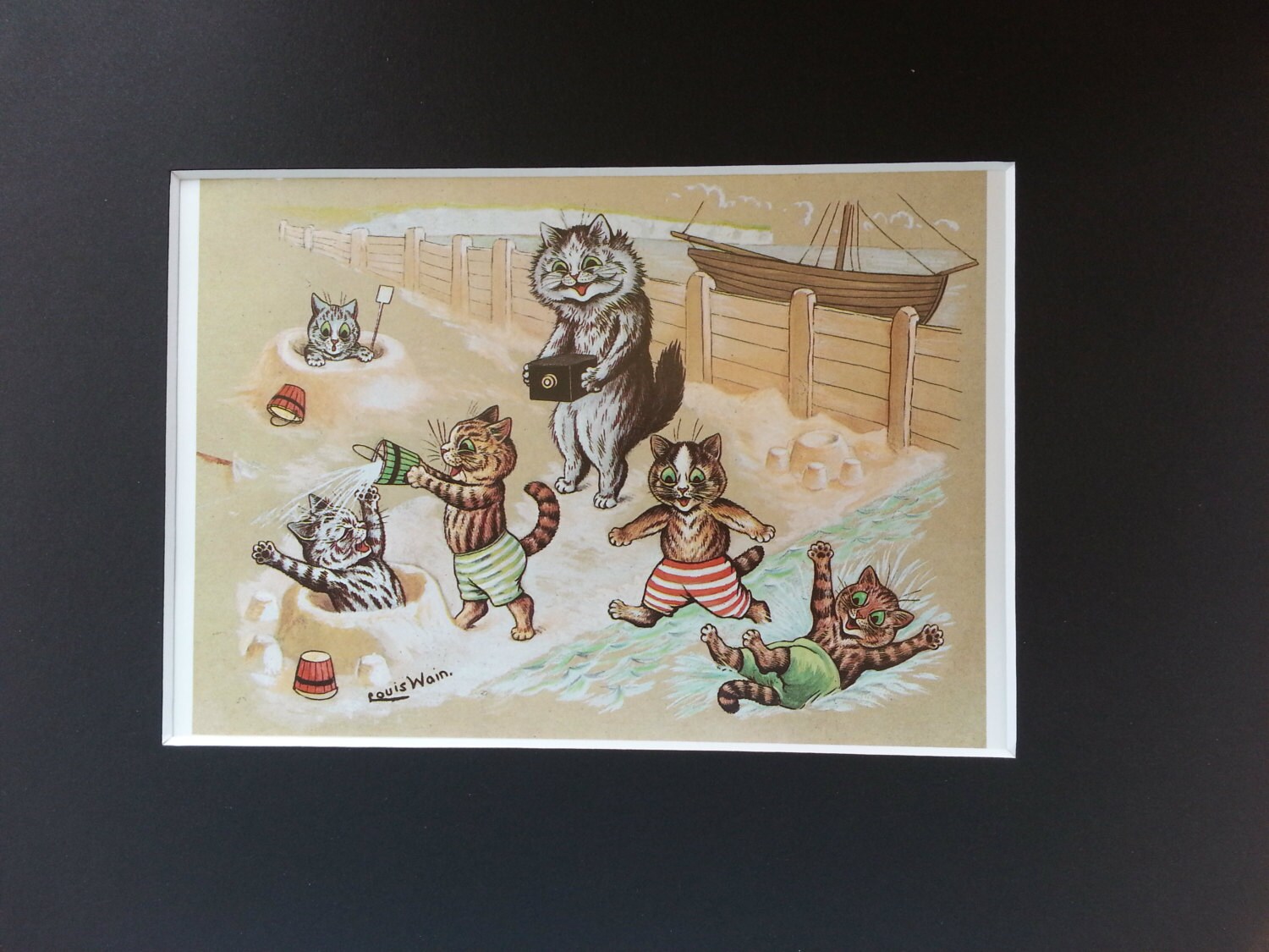 Louis Wain Cat Print Wall Art 1983 Vintage Original Print Mounted Ready ...