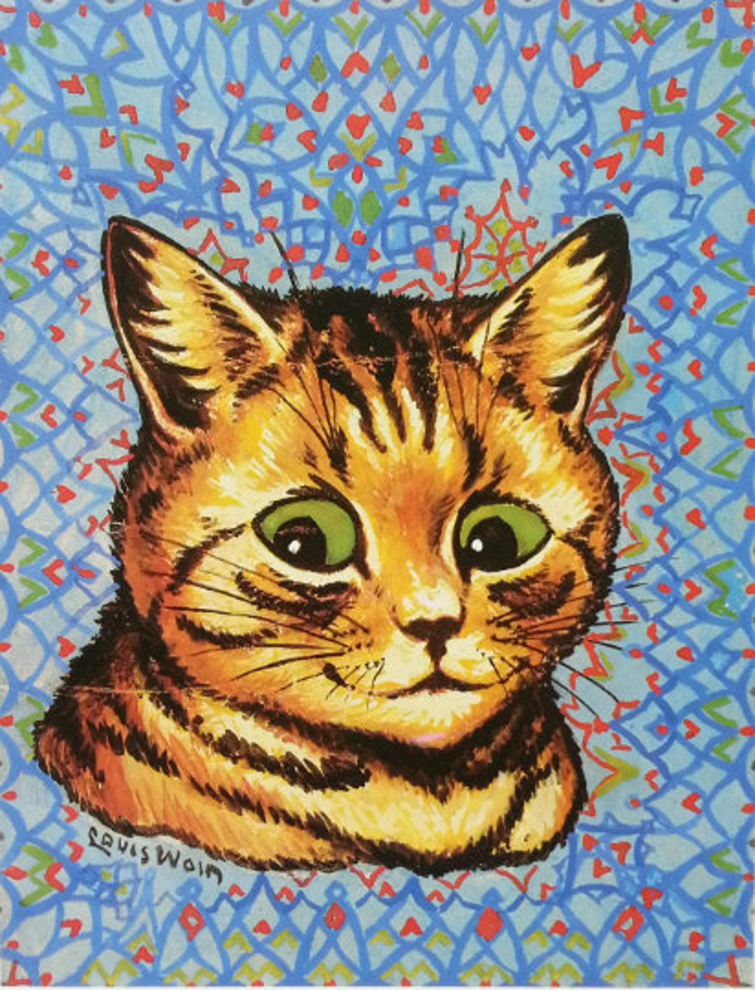 Louis Wain Cat Print Mounted Art 1983 Vintage Original Print Mounted ...