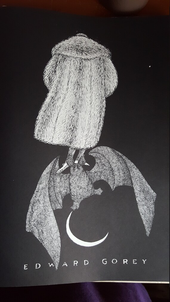 VINTAGE large Edward GOREY print / poster 1970s The Object-Lesson A BAT ...