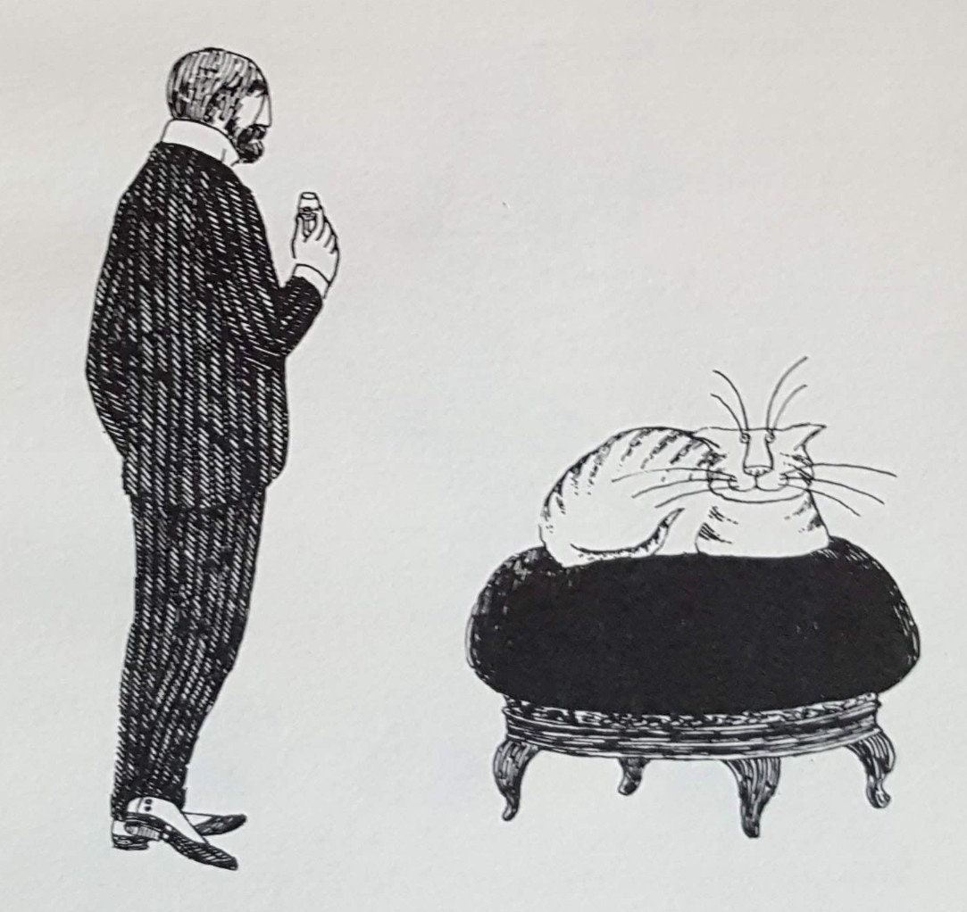 GOTHIC Home decor Vintage GOREY CAT Print The Old Gumbie Cat | Etsy