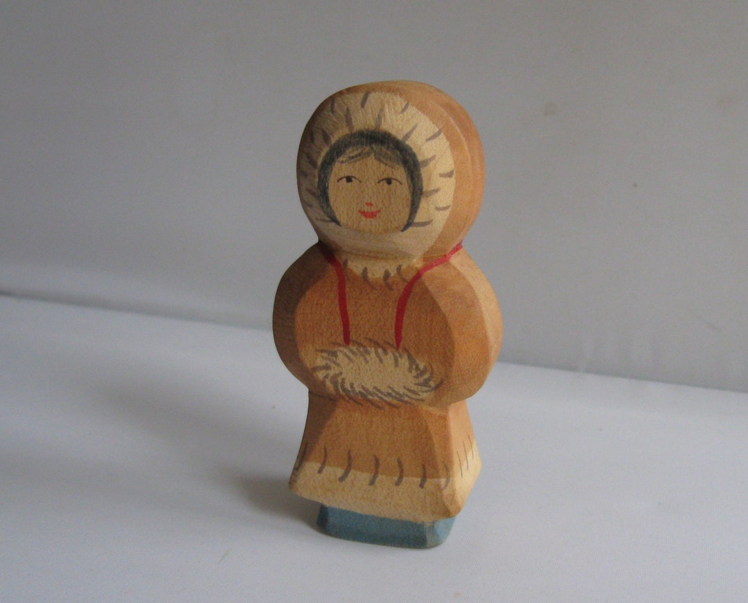 Retired Ostheimer Wooden Figure. Wooden Toy. Eskimo Child / Girl ...